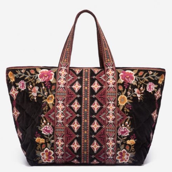 Johnny Was | Bags | Nwt Johnny Was Quilted Embroidered Velvet Tote ...